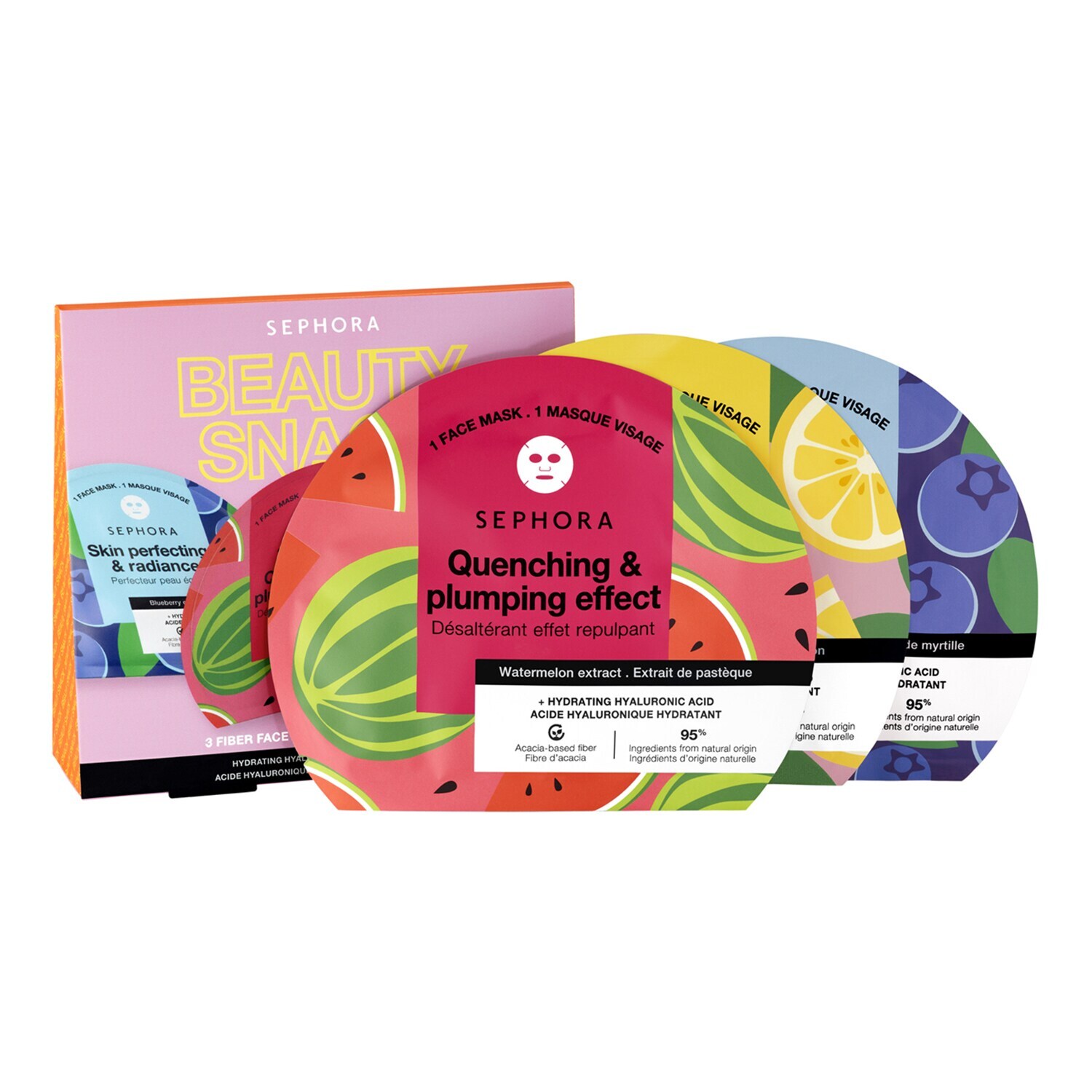 Beauty Snack - 3 Masques Visage - Acide Hyaluronique Hydratant+Extraits ...