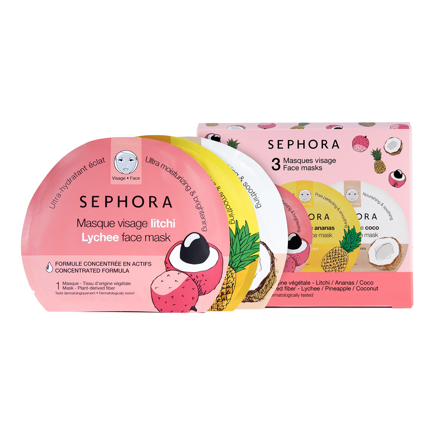 Kit de 3 masques visage - Masques tissu d'origine végétale de SEPHORA ... Kit de 3 masques visage - Masques tissu d'origine végétale de SEPHORA ...
