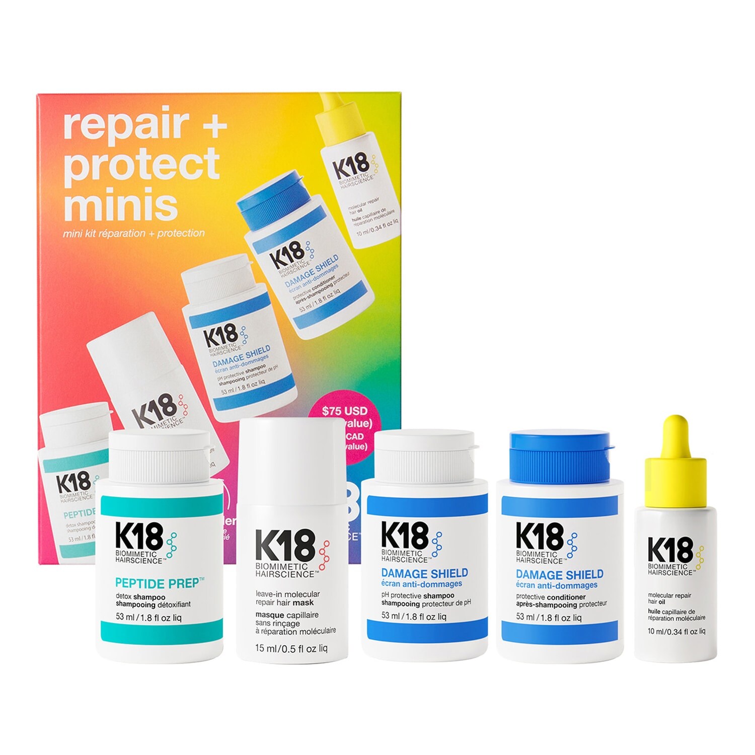 Repair + Protect Minis - Coffret Routine Réparation et Anti-frisottis de K18 ≡ SEPHORA